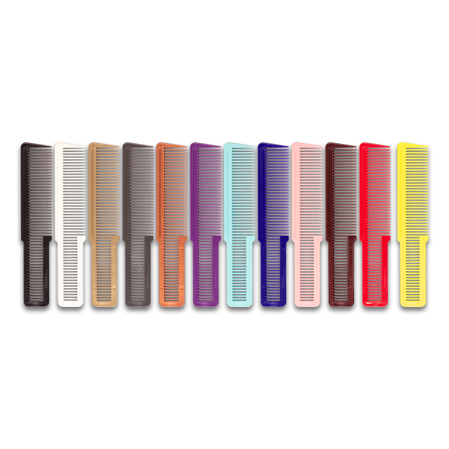 Wahl Coloured Flat Comb Set | 12 Flat Combs | Hairdressers Tools