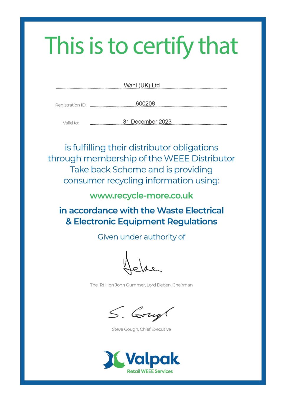 Recycling – WEEE - Wahl UK