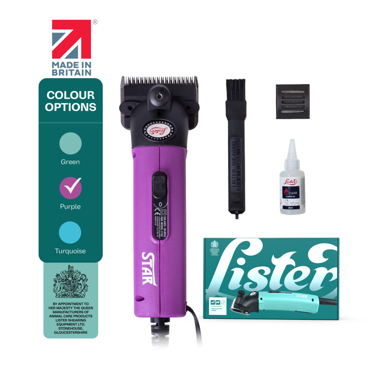 Lister Star – Professional Heavy Duty Horse Clipper - Purple - Wahl UK