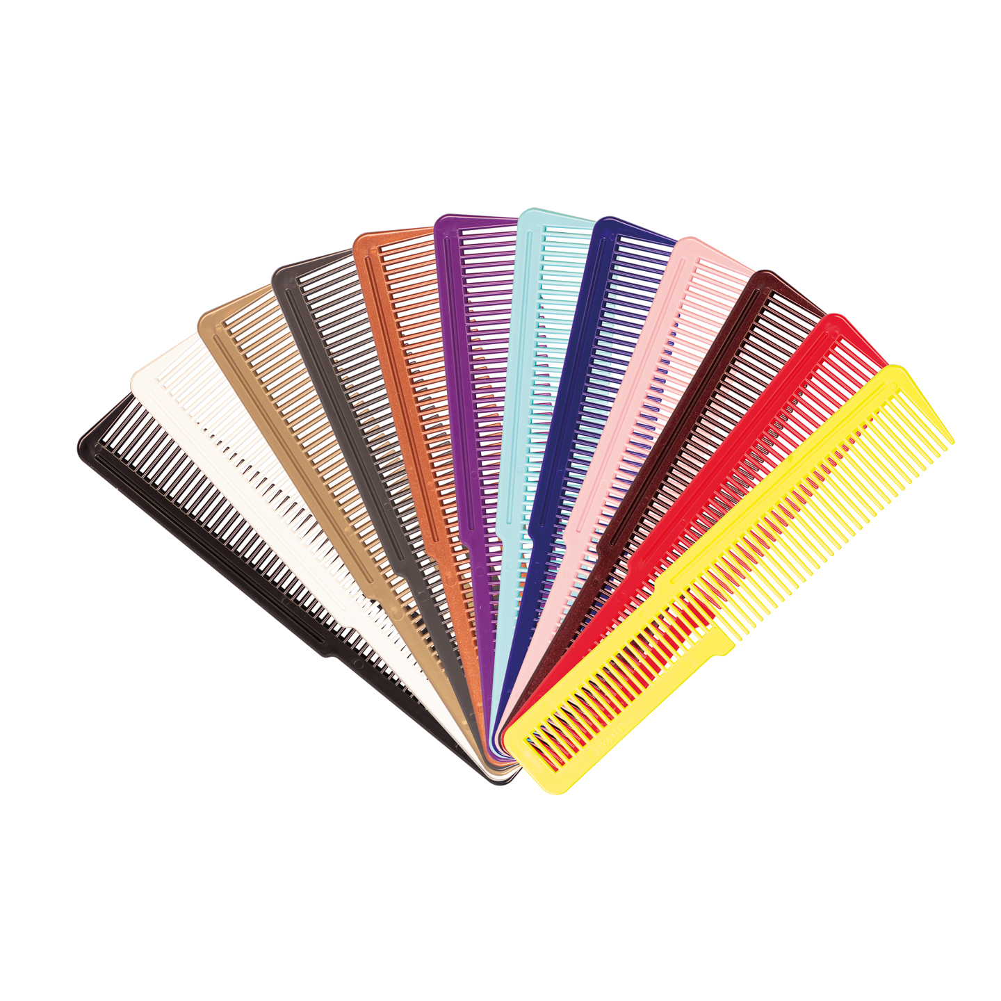Wahl Coloured Flat Comb Set | 12 Flat Combs | Hairdressers Tools